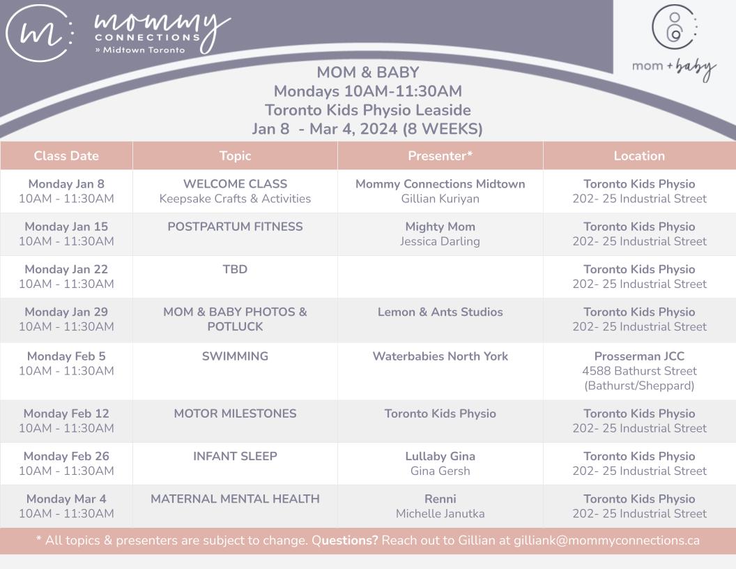 Mom & Baby (Toronto Kids Physio) Mondays Jan 8 – Mar 4, 2024 | Mommy ...